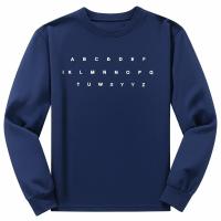 China Round Neck Women Tops Personalized Letters Print Long Sleeves T Shirt In Dark Blue for sale