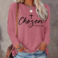 China Customizable Dark Blue Long Sleeves Rose ODM T Shirts For Women for sale