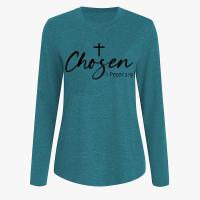 China Customizable Dark Blue Long Sleeves Rose ODM T Shirts For Women for sale