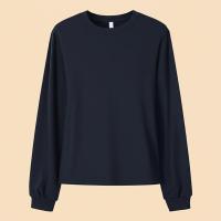 China Customizable Dark Blue Long Sleeves Rose ODM T Shirts For Women for sale