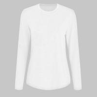 China White Base Women Tops Knitting Cotton Long Sleeve Top ODM For Regular Comfort for sale