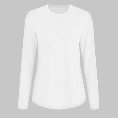 China White Base Women Tops Knitting Cotton Long Sleeve Top ODM For Regular Comfort for sale