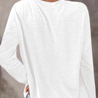China White Base Women Tops Knitting Cotton Long Sleeve Top ODM For Regular Comfort for sale
