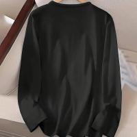 China Personalized Print Women Tops Comfortable  Black Long Sleeve Shirt Khaki Color Shirt OEM for sale