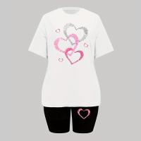 China Heart Pattern Women Two Piece Outfits ODM OEM Short Sleeve Co Ord for sale
