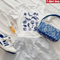 China Women's 100% Cotton T-shirt with Ocean Element Print in S/M/L/XL/XXL Sizes for sale