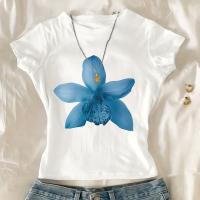 China White Womens Basic T Shirts Personalized Patterns  White Long Sleeve Crew Neck XL for sale