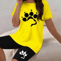 China Pullover Closure Women Two Piece Outfits Yellow White  Matching Set Outfits for sale