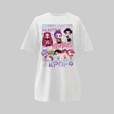 China Unisex Cartoon Character Design T-shirt with Round Neck and White/Black Colors for Casual Wear for sale