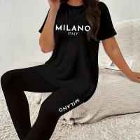 China Stylish Black Women Two Piece Outfits 66cm 67cm Summer Two Piece Sets for sale