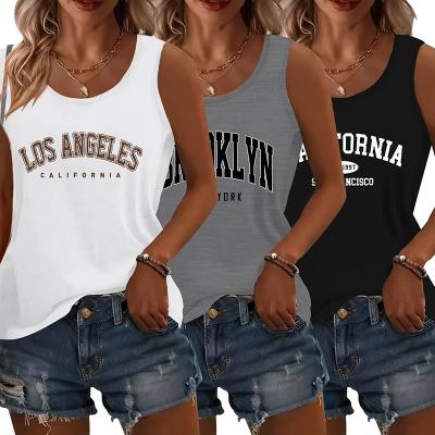China Custom Embroidery Women Tank Tops  Gym  Fitted Plain Ribbed Tank Top for sale