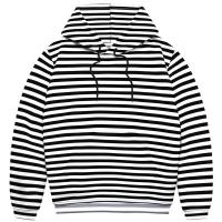 China Wholesale OEM 100% Cotton Striped Black White Oversized Long Sleeve T-Shirt Pullover Hoodie for sale