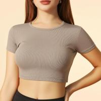 China Custom Women Slim Fit Bamboo Crop Short Sleeve T-shirt Casual Streetwear Top for sale