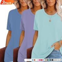 China Women's Skin-Friendly Lightweight Eco-Friendly Cotton T-Shirt Casual Round Neck Short Sleeve Shirt for sale