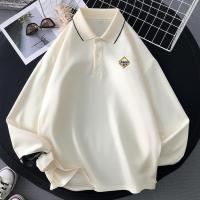 China Vintage Print Cotton Long Sleeve T Shirt Embroidery Cotton  Polo T Shirt for sale