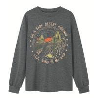 China Women's Oversized Custom Cotton Long Sleeve T-Shirt Round Neck Pullover Shirt for sale