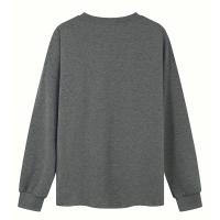 China Women's Oversized Custom Cotton Long Sleeve T-Shirt Round Neck Pullover Shirt for sale