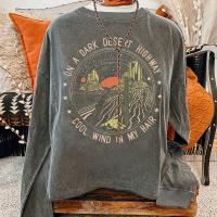 China Women's Oversized Custom Cotton Long Sleeve T-Shirt Round Neck Pullover Shirt for sale