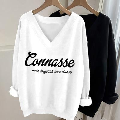 China V-neck Zipper Closure Hoodie with No Hood for Women's Casual Winter Wear for sale