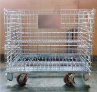China Storage Cage Steel Cage Folding Logistics Turnover Basket Iron Frame Storage Cage Car for sale
