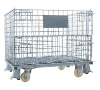 China 1000kgs Capacity Industry Warehouse Foldable Steel Pallet Baskets Wire Mesh Container for sale