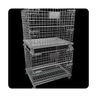 China 1000kgs Capacity Industry Warehouse Foldable Steel Pallet Baskets Wire Mesh Container for sale