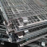 China wire diameter 6.0mm Heavy duty stackable folding lockable metal steel storage wire mesh container for sale