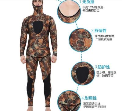 China 2mm 3mm Neoprene Long Sleeve Camo Diving Wetsuit for Men Quick Dry UV Protection for sale