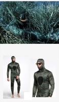 China Neoprene Camouflage Diving Wetsuit 3mm Long Sleeve One Piece with Cap for Men for sale