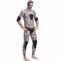 China 5mm Camouflage Neoprene Two-Piece Wetsuit Diving Suit with Hoodie High Elastic S-2XL for sale