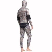 China 5mm Camouflage Neoprene Two-Piece Wetsuit Diving Suit with Hoodie High Elastic S-2XL for sale