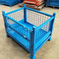China Custom Heavy-Duty Metal Storage Pallet Boxes with Powder Coating - Q235 Steel Mesh Bins for Warehouse Organization for sale