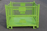 China Heavy Duty Wire Mesh Metal Pallet Box - Stackable 4 High, Foldable Steel Storage Cage for Industrial Transport for sale