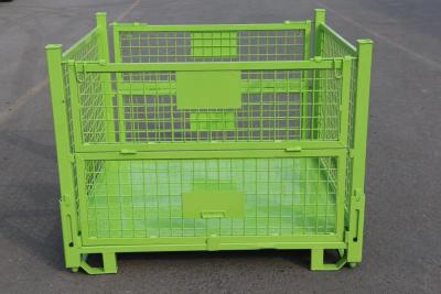 China Heavy Duty Wire Mesh Metal Pallet Box - Stackable 4 High, Foldable Steel Storage Cage for Industrial Transport for sale