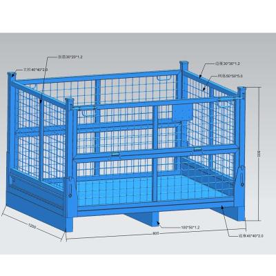 China Customized Industrial Stackable Pallet Boxes - Heavy Duty Steel Storage Cage with Foldable Design for Warehouse Logistics for sale