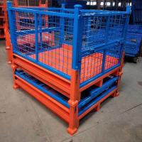 China Heavy Duty Stackable Metal Pallet Cage - Custom Sizes, 60% Space Saving Warehouse Storage Mesh Bins for sale