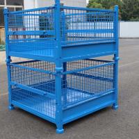 China Heavy Duty Industrial Grid Storage Metal Pallet Box - Custom Sizes, Foldable Design, Multiple Colors for sale