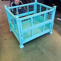 China Steel Grid Material Box - Heavy Duty Stackable Pallet Container with Foldable Design for Warehouse Storage for sale