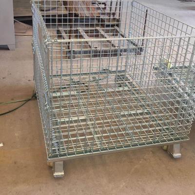 China Medium Duty Foldable Wire Mesh Container 500-1000KG Capacity Stackable 4 High Rust Resistant for sale