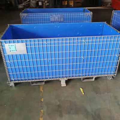 China Industrial Foldable Metal Pallet Cage - 500-1000KG Load Capacity, Stackable 4 High Galvanized Wire Container for sale