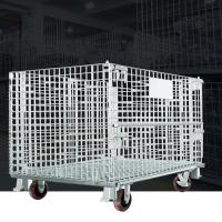 China Heavy Duty Wire Mesh Pallet Cage 500kg Capacity Foldable Storage Cage with Side Door for sale