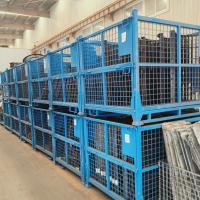 China Foldable Stackable  Metal Pallet Box For Industry Parts & Warehouse Storage Wire Mesh Container for sale