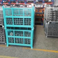 China Customized Warehouse Industrial Heavy Duty Durable Metal Box Stack Collapsible  Grid Material Box for sale