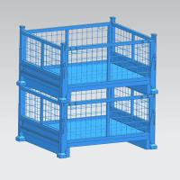China Customized  Turnover Box Foldable Steel Wire Storage Cage Metal Box  For Warehouse Storage for sale
