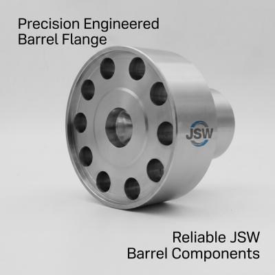 China Injection Molding 32mm Screw And Barrel JSW Heavy Barrel Flange Head HRC 30 - 32 for sale