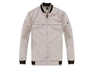 China Beige Cotton Men's Bomber Jackets Knitted Ribbed Cuffs / Flight Jackets For Men for sale