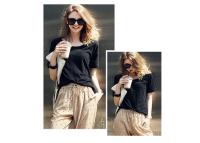 China 100% Cotton Women's T - Shirts Loose Fashion Color Double Car Line Charm for sale