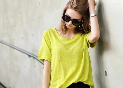 China 100% Cotton Women's T - Shirts Loose Fashion Color Double Car Line Charm for sale