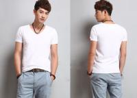 China White V Neck Mens T - Shirts Crease Resistant Not Deformed Five-Quarter Sleeve for sale