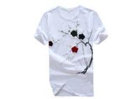 China Summer Slim Fit Printed T - Shirts With Pattern / Custom Casual White Tee Shirt for sale